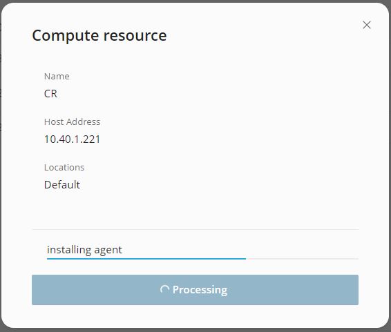 Unable to add Compute Resource to SolusIO - it is always processing at ...